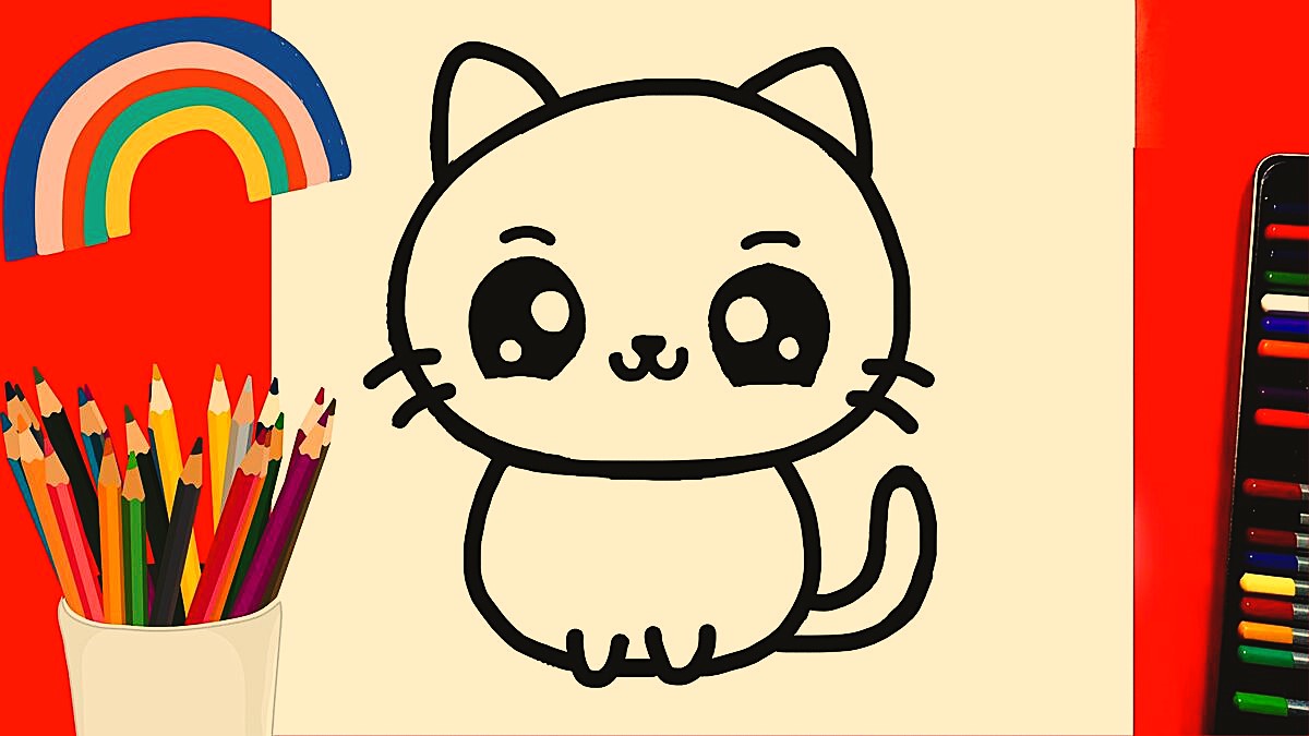 Cách vẽ con mèo cute đơn giản dễ làm cho bé