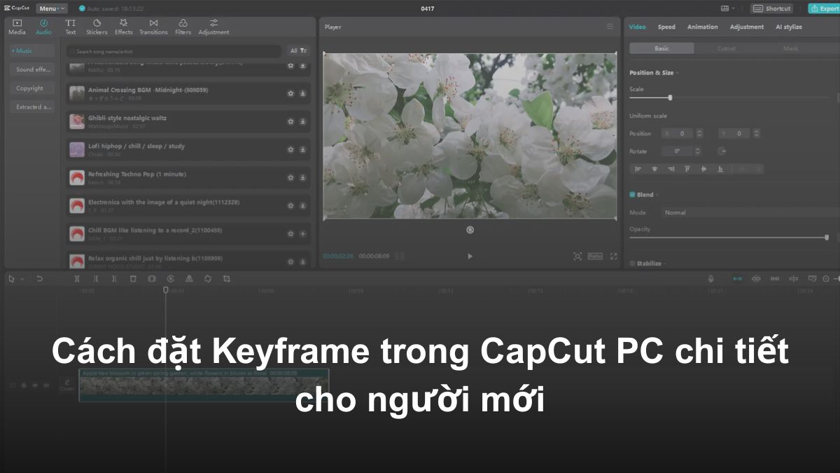 Cách đặt Keyframe trong CapCut PC chi tiết cho người mới