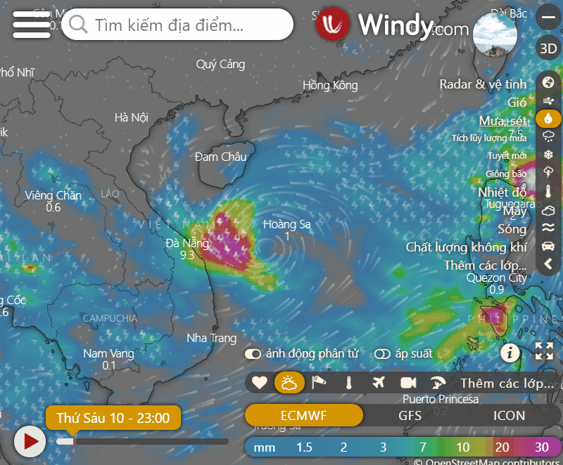 Cách sử dụng Windy com dự báo tình hình thời tiết, cơn bão