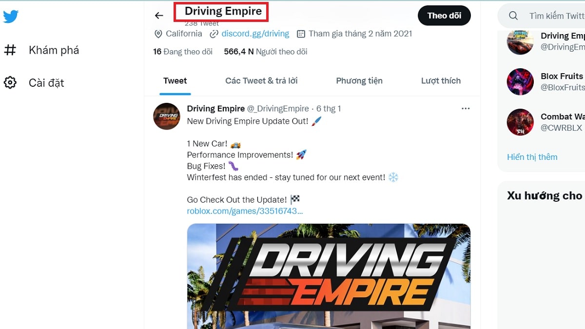 Full code Driving Empire mới nhất 05/2024, cách nhập code