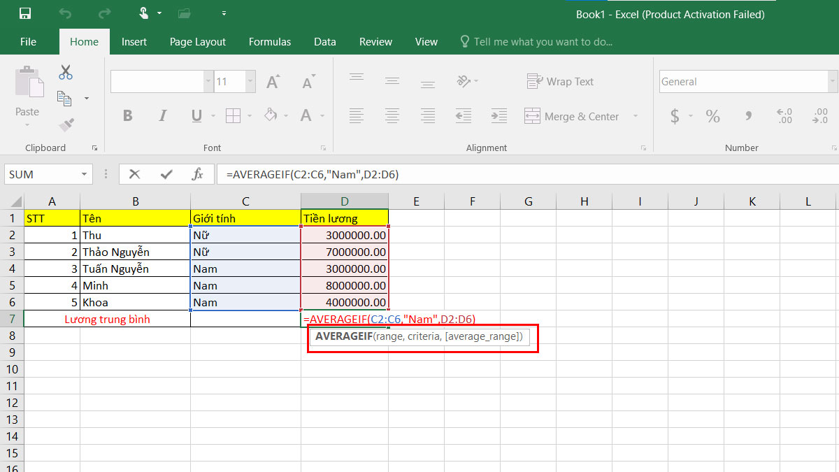 Cách sử dụng hàm AVERAGEIF trong Excel và ví dụ tham khảo