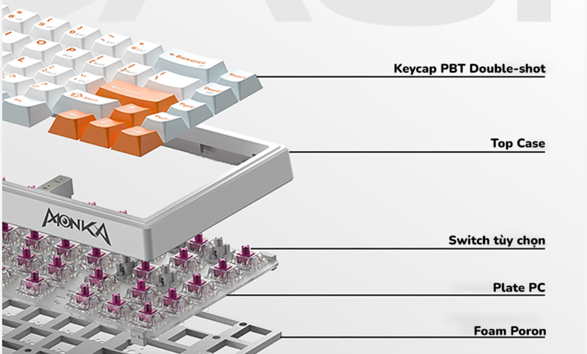 Đánh giá Monka 3067 V2 Pro: Phím cơ custom siêu xịn chỉ 800 cành | Sforum